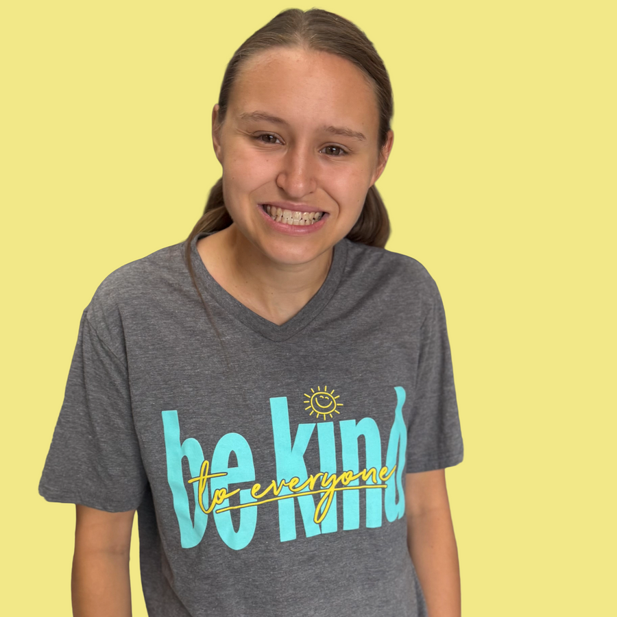 CUTE Grey V-Neck - Be Kind to Everyone